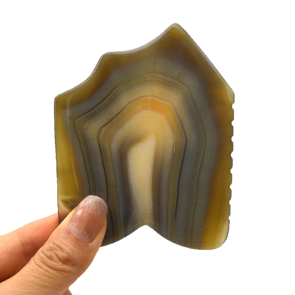 Natural Dark Grey Agate Gua Sha Jade Massager Guasha Gouache Stone