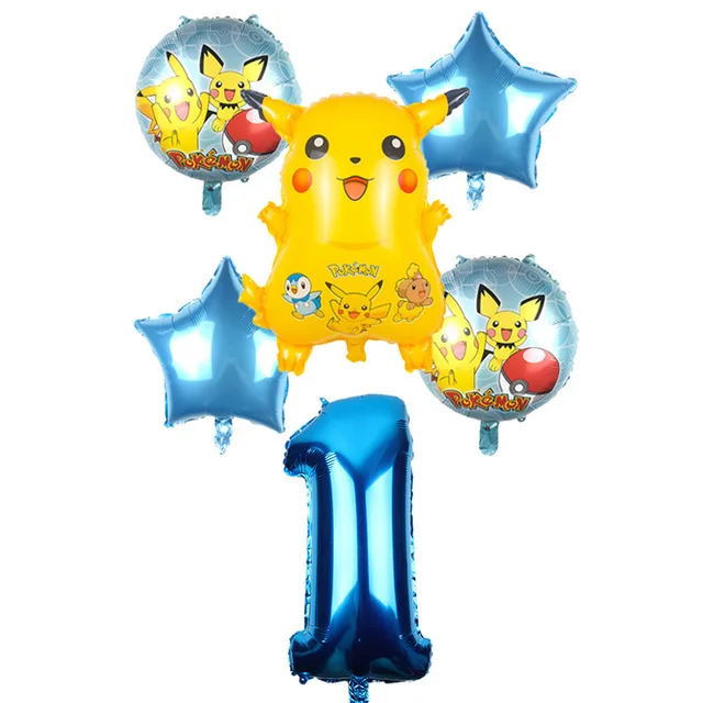 Cartoon Pokemon Pikachu Foil Balloons 1 2 3 4 5 6 7 8 9 Digital ...
