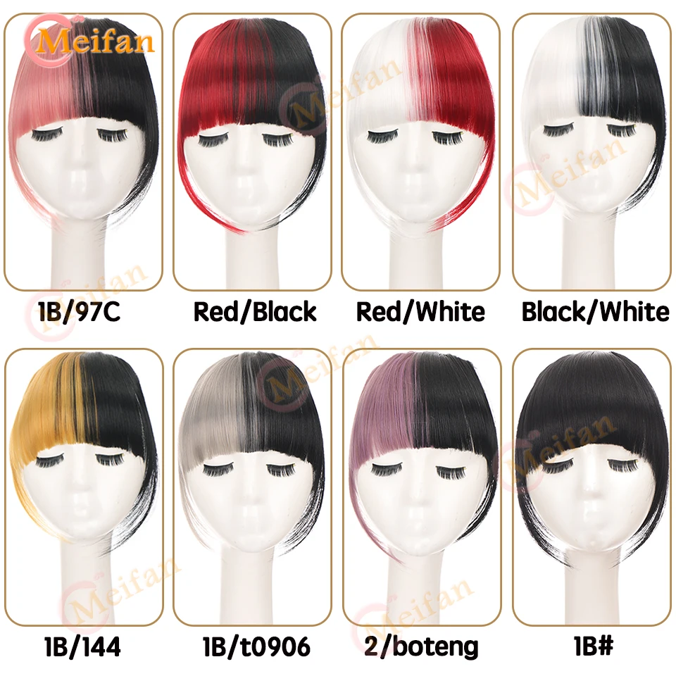 Accessoires coiffure,postiche frange synthétique courte noire,faux ...