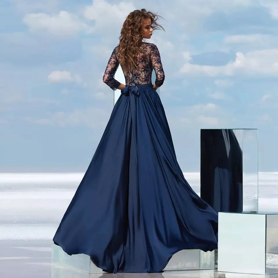 Dark Blue Lace Dresses