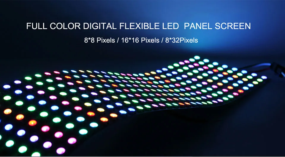 5 В WS2812B RGB Гибкий 16x16 8x32 256 светодиодов Пиксельная панель ...