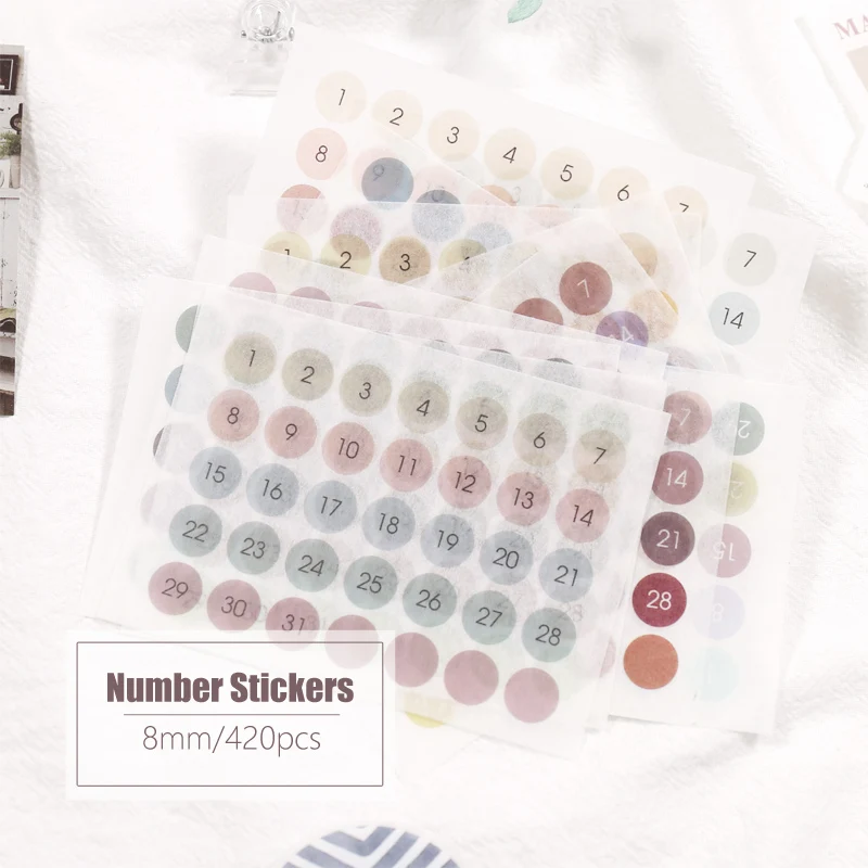 Mypretties Gradient Color Round Label Dot Number Stickers Planner ...