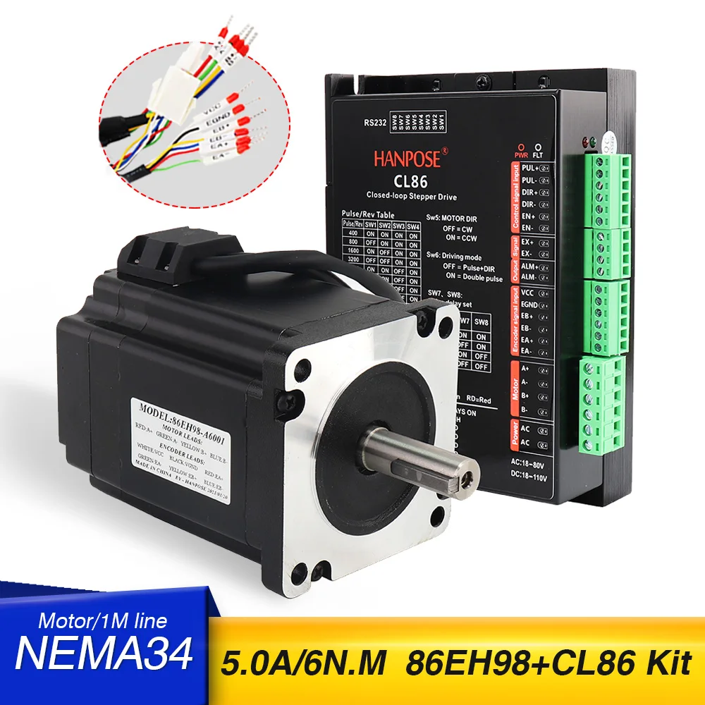 Nema 34 5.0a 6n.m Closed Loop Stepper Motor Kit Hybird Servo Driver ...