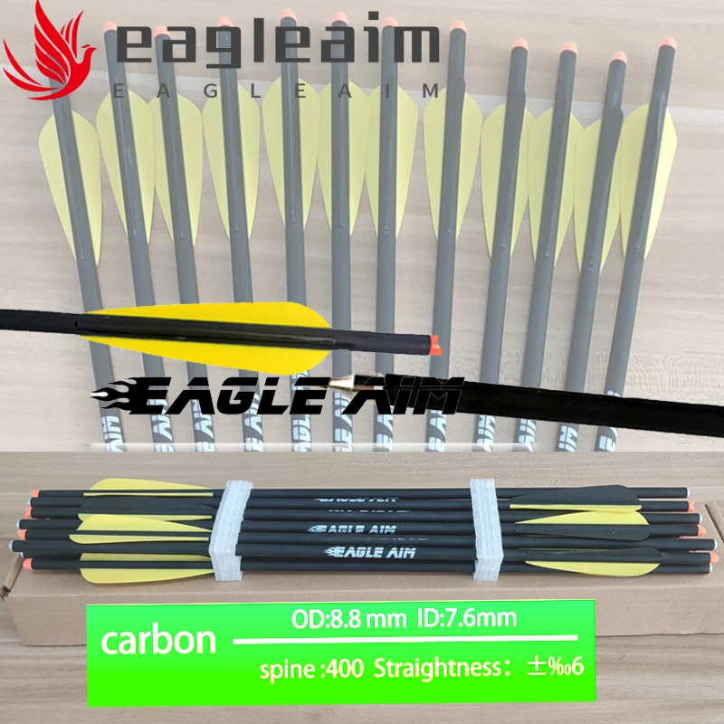 6PCS OD8.8 Archery Arrows 20 22 Inches Carbon Arrows Crossbows Bolts 2 ...