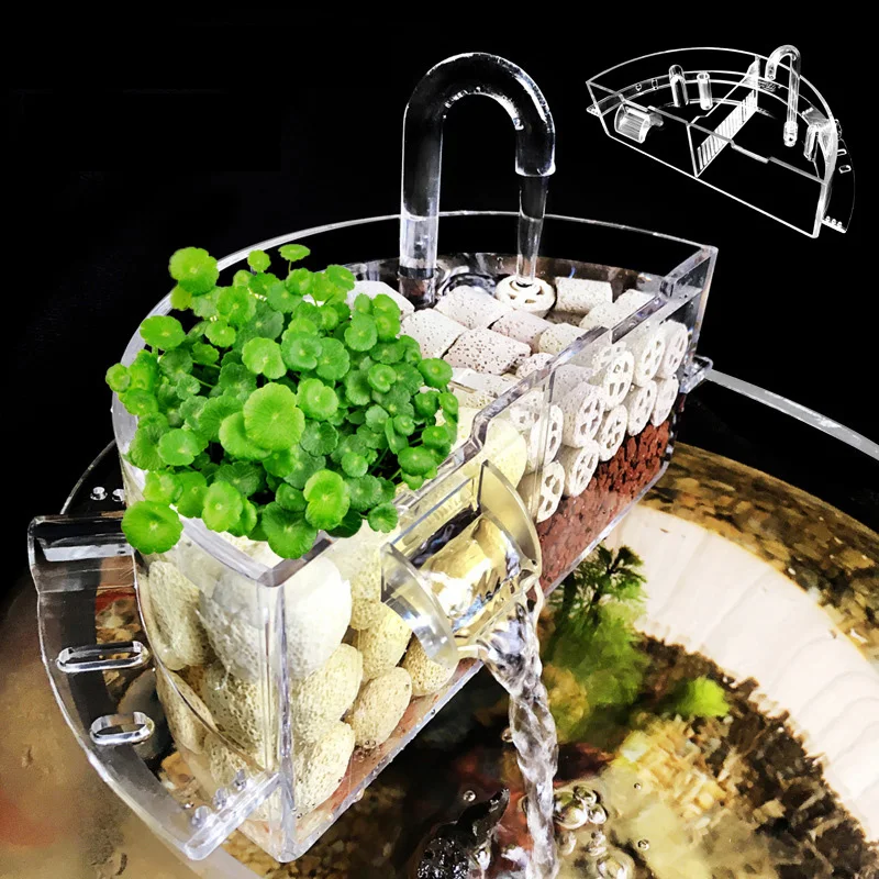 3-IN-1 Acrylic Aquarium External Filter Box Hanging Type Water Purifier ...