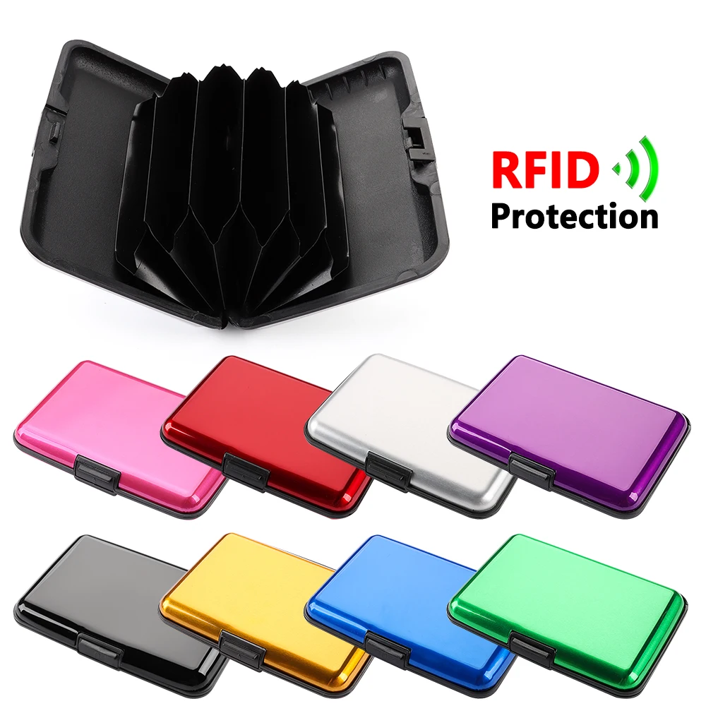 Tarjetero-con-bloqueo-RFID-para-hombre-y-mujer-monedero-de-Metal-de ...