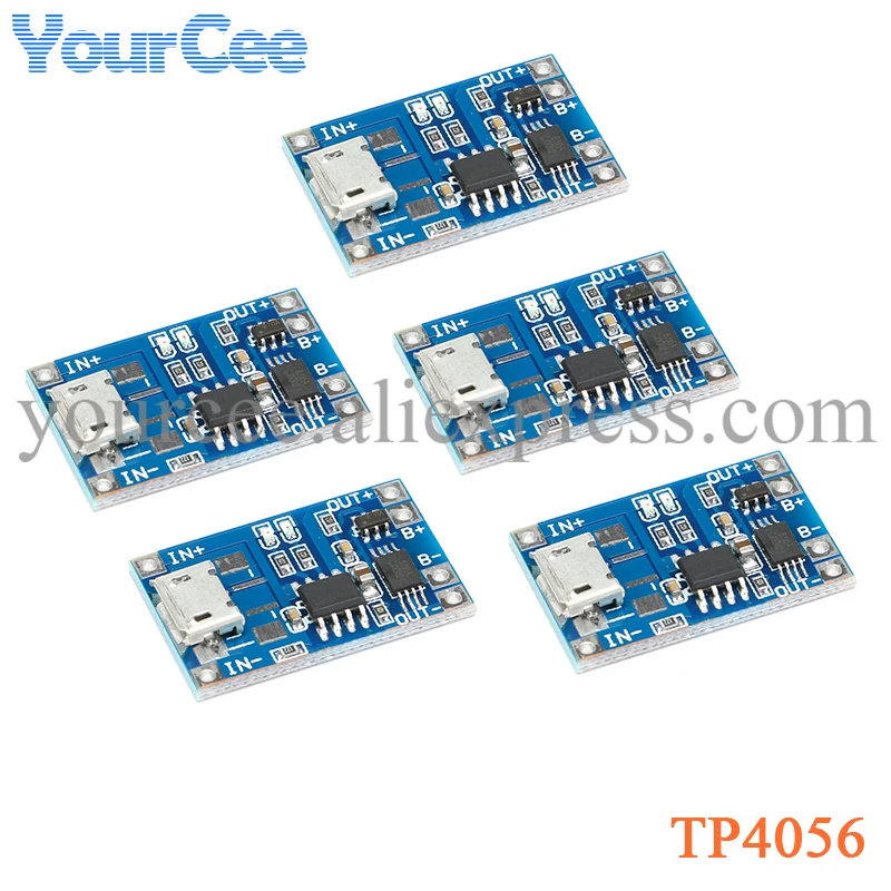 5pcs Micro Usb 5v 1a 18650 Tp4056 Lithium Battery Charger Module ...