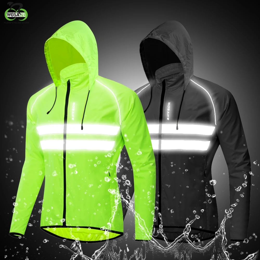 WOSAWE Windproof Cycling Jackets Hooded Men Riding Waterproof Cycle ...