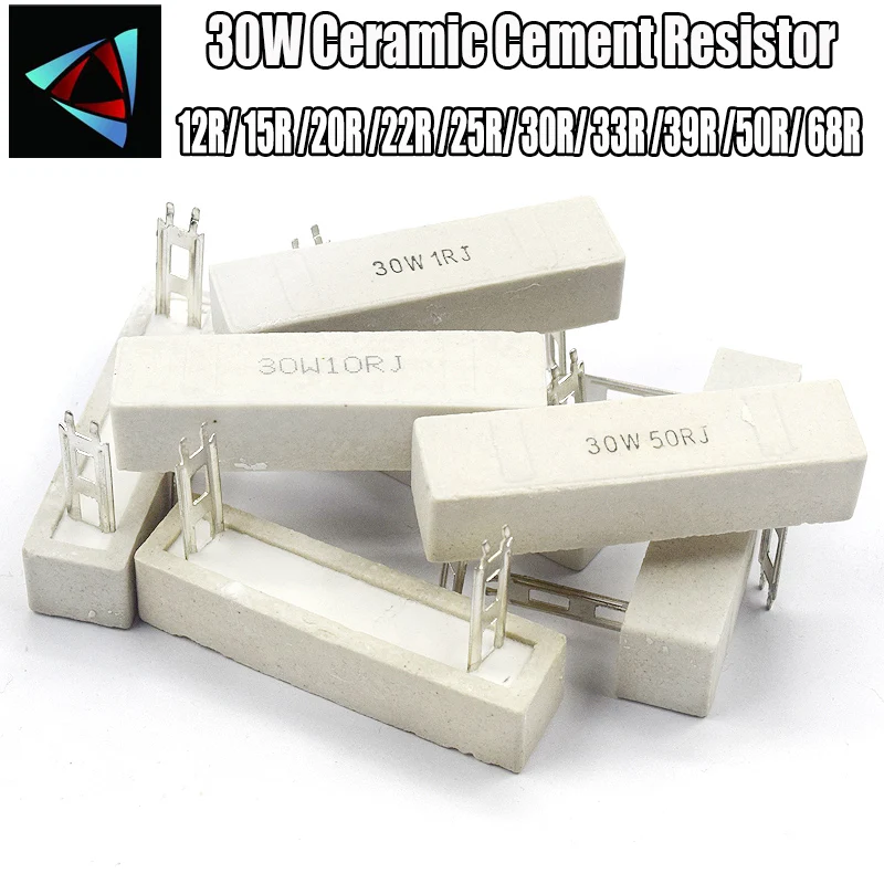 Resistor de cimento cerâmico de 30w, resistor de 12r 15r 20r 22r 25r ...
