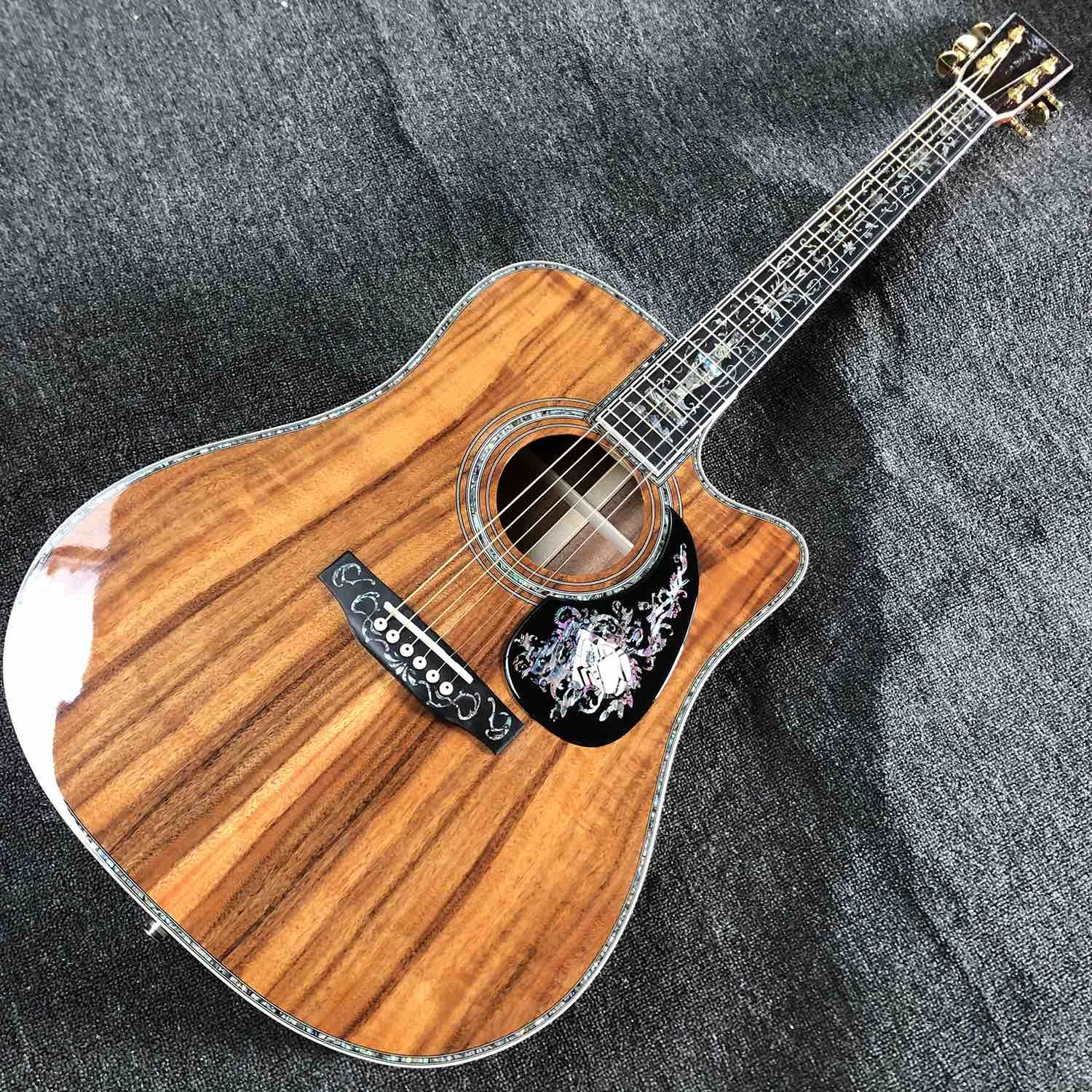 Custom-Real-Abalone-Tree-Life-Inlays-Grand-Cutaway-KOA-Wood-41-Inch ...