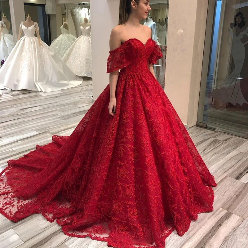 Red Ball Gowns With Sleeves