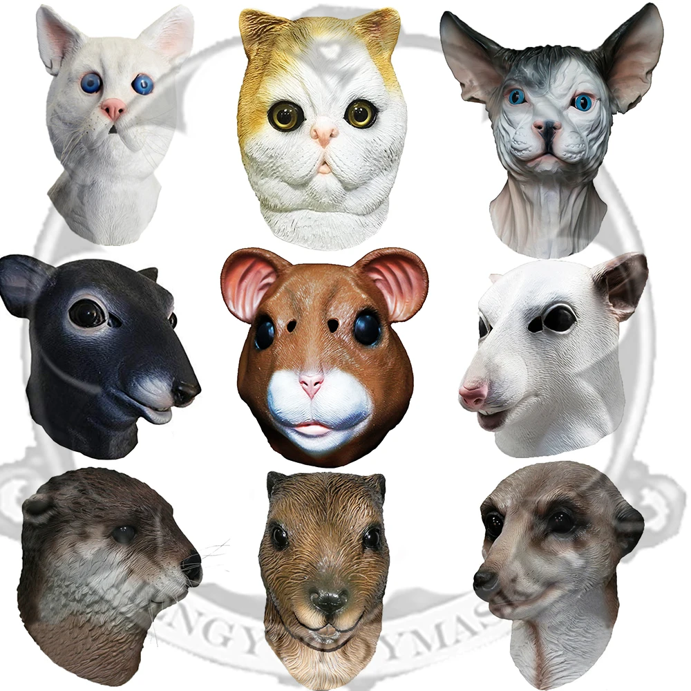 Realistic Latex Cat Mask Mouse Rat Mask Woodland Animal Fancy Dress ...