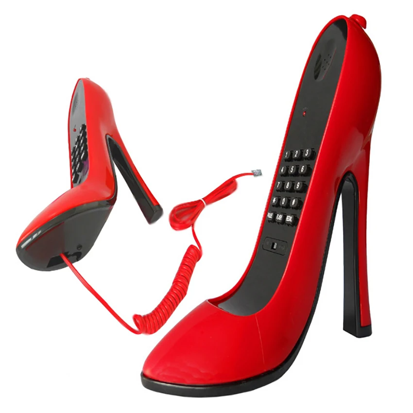 Corded Phone High Heeled Shoes Shape Telephone Landline with Redial ...