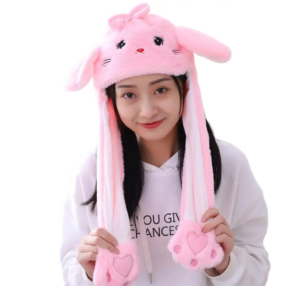 Girls Animals Ear Moving Jumping Hats Children Women Warm Plush Rabbit ...