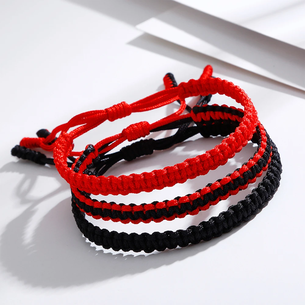 Handmade Tibetan Buddhist Lucky Rope Bracelets Bangles Black & Red ...