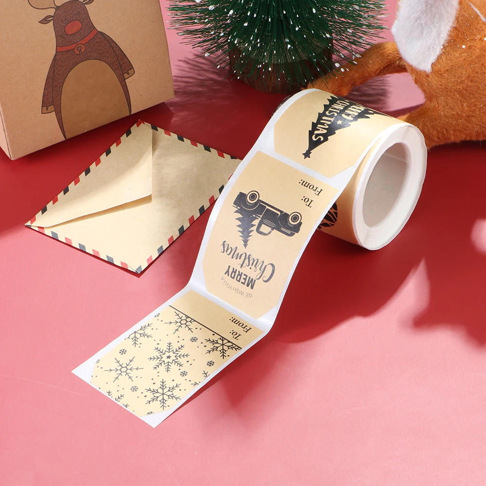 500 шт/рулон Счастливого Рождества крафт-Наклейки Конфеты карты ...