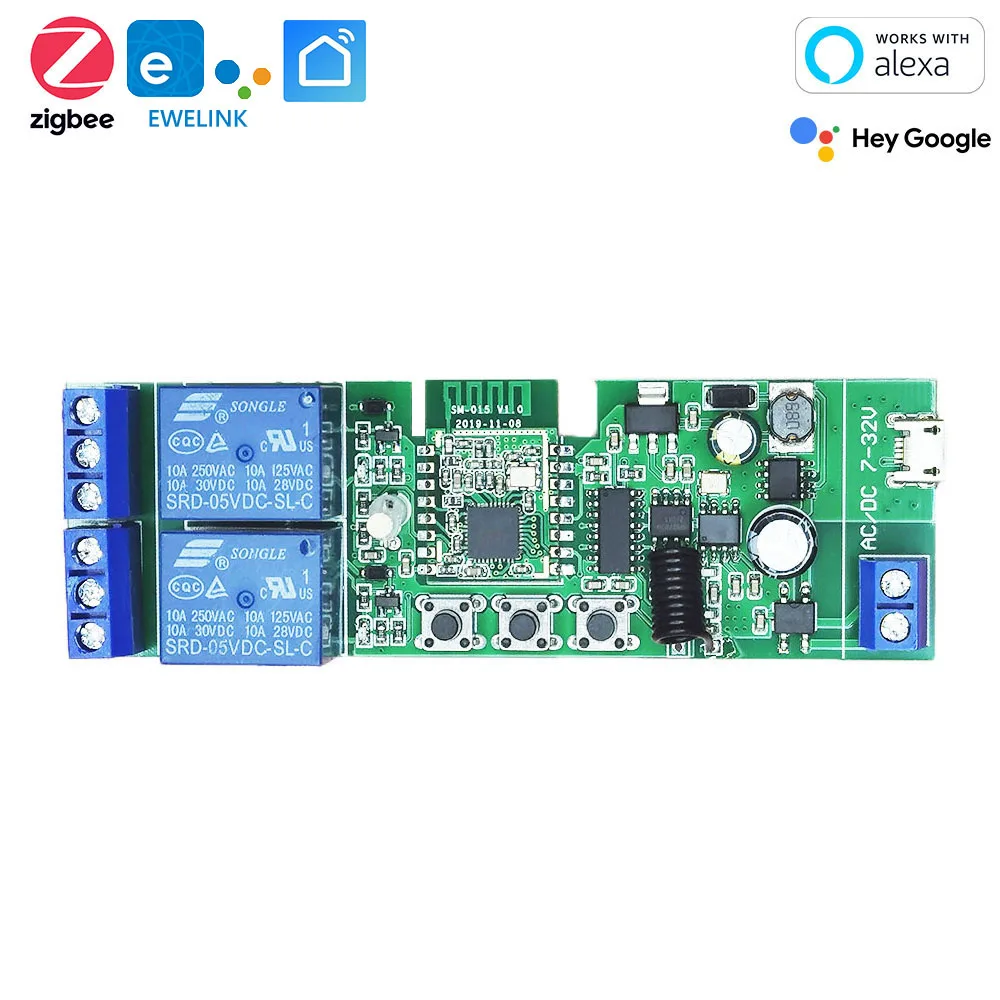 ZigBee 2 Channels 5V 12V 24V Smart Inching Relay Switch,Works With ...