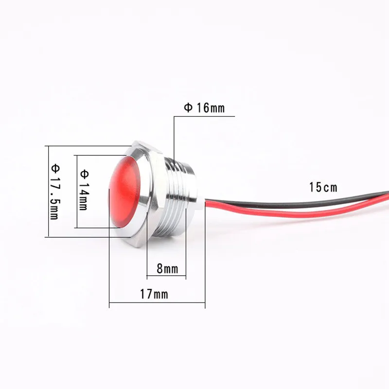 1pcs 16mm metal indicator 3V12V24V220V ultra-short soft light LED ...