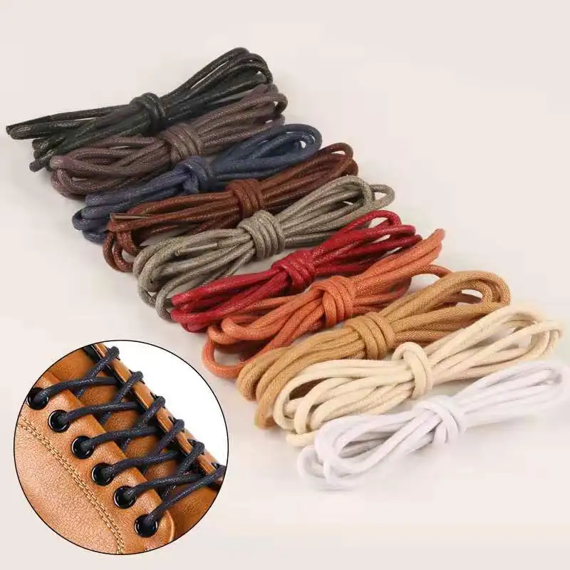 1Pair-Waxed-Cotton-Round-Shoe-laces-Leather-Waterproof-ShoeLaces-Martin ...