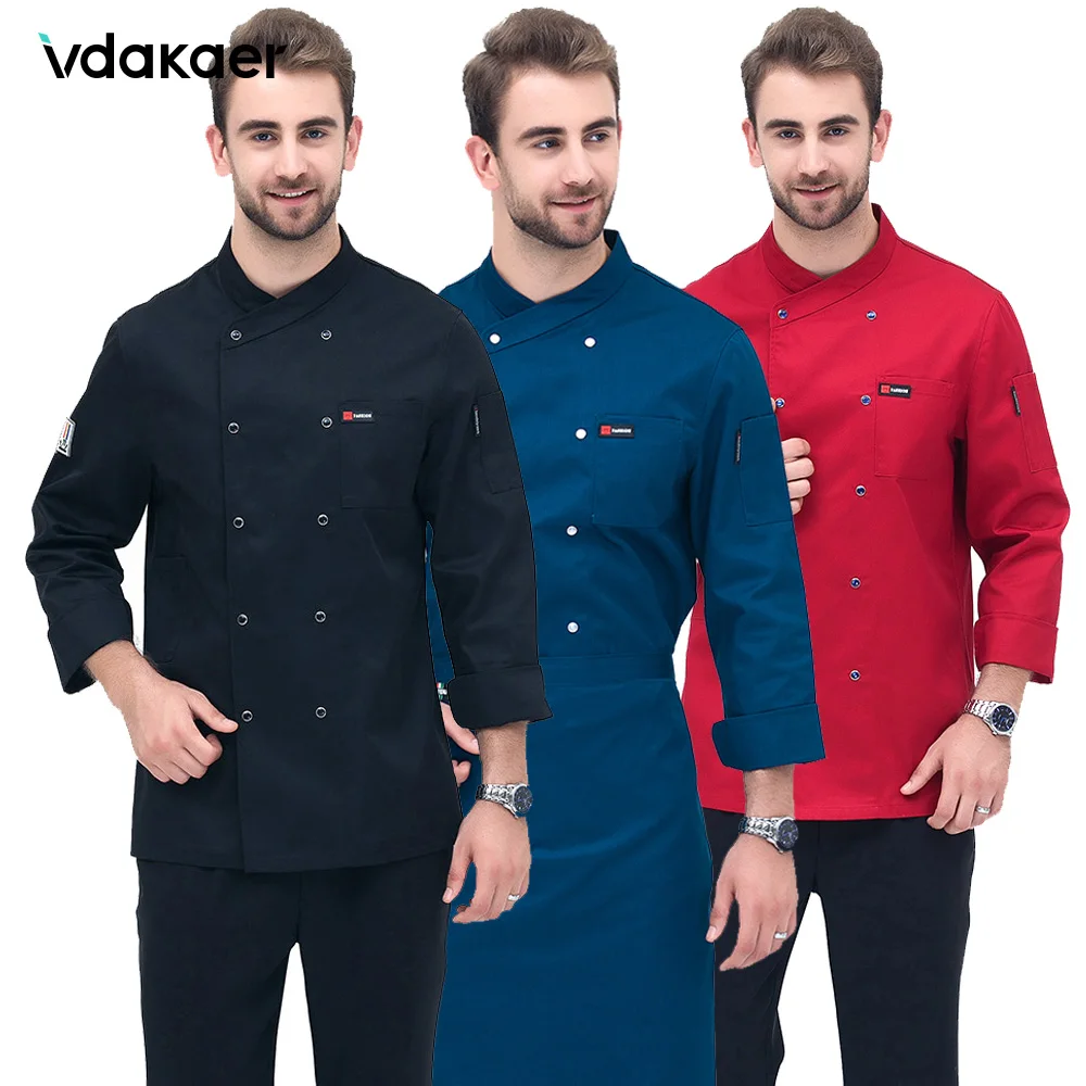 Unisex-Black-Long-Sleeve-Master-Cook-Work-Uniforms-Restaurant-Hotel-BBQ ...