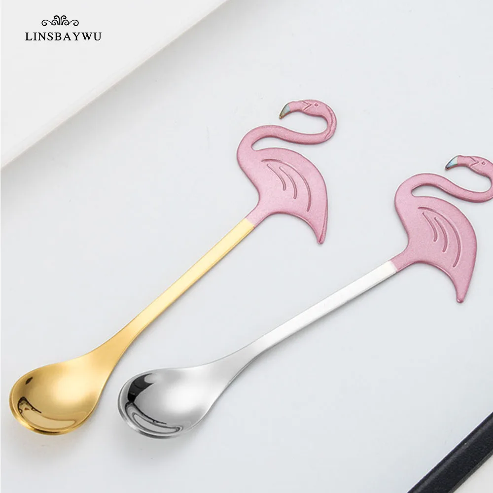 1PC-Creative-Flamingo-Coffee-Spoon-Stainless-Steel-Cake-Jelly-Dessert ...
