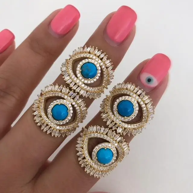 Anillo delicado chapado en oro con gema de ópalo de Fuego Azul, joyería ...