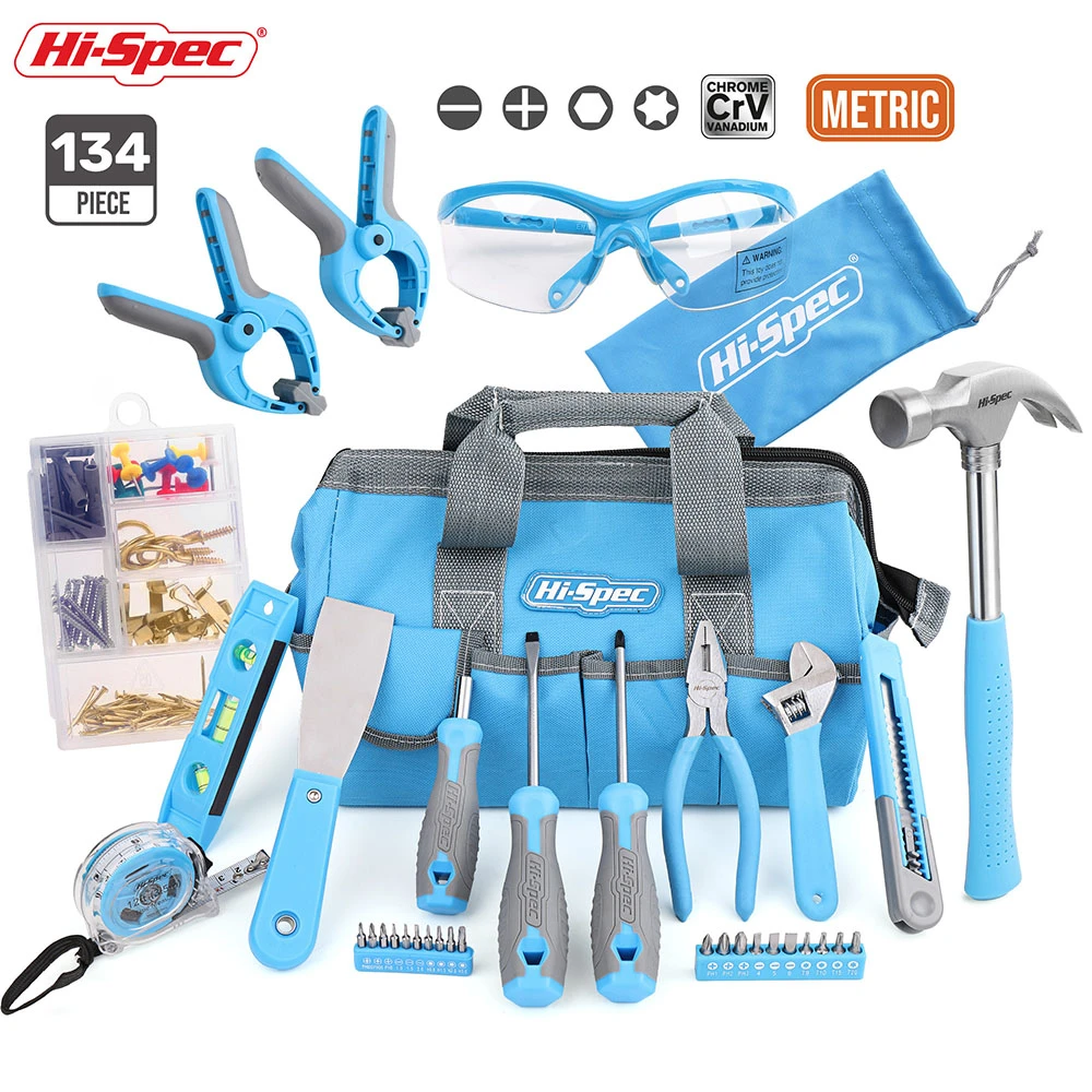 Hi-spec 134pc Hand Tool Set Household Repair Tool Kit Home Diy Tool Bag ...