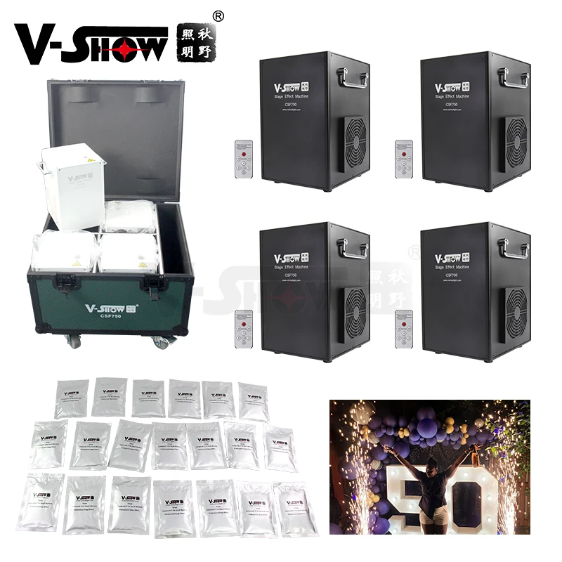 VSHOW 4pcs 750W Cold Spark Firework Machine With Case And 20 Bags Ti ...