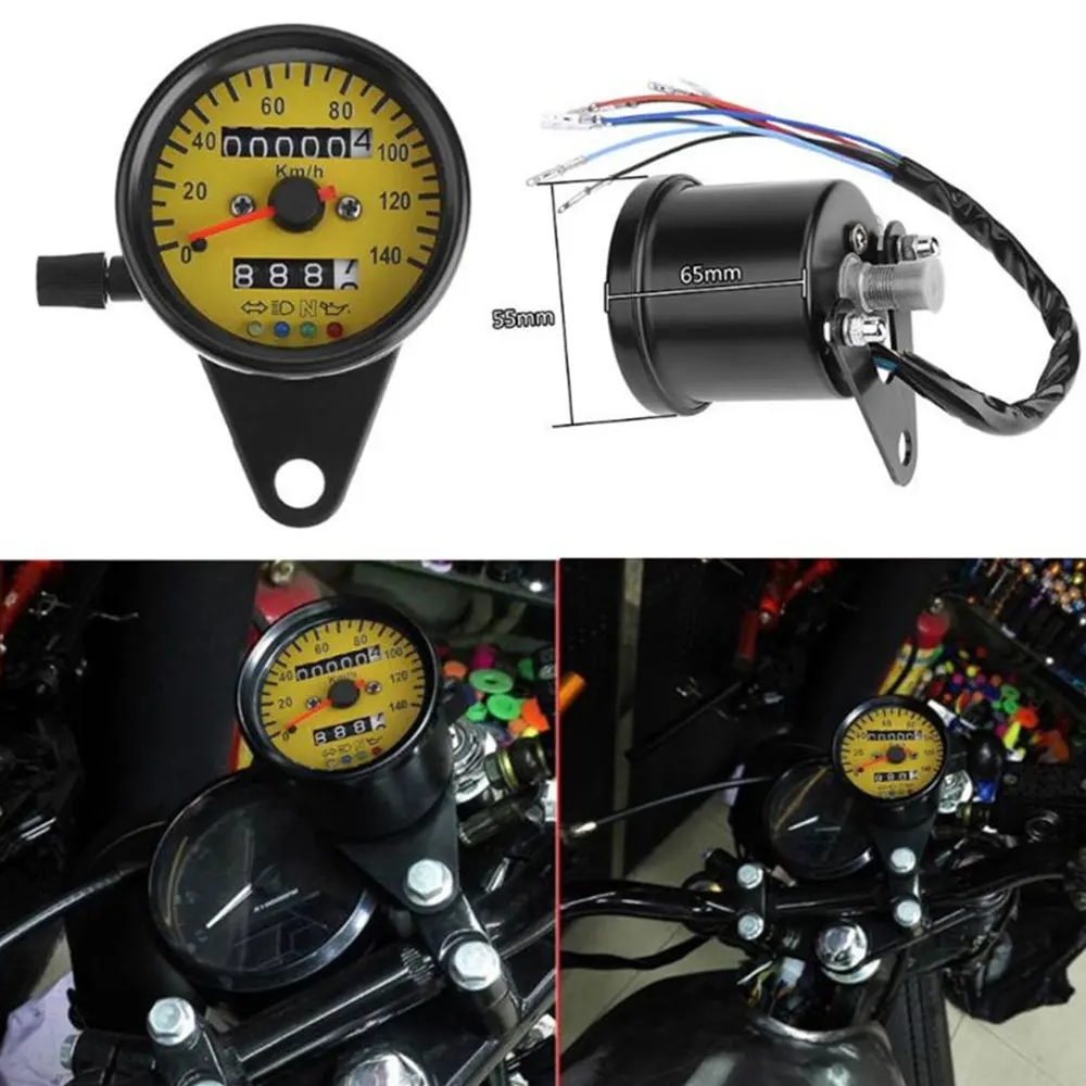 New Universal LED Backlight Motorcycle Dual Odometer KM/H Speedometer ...