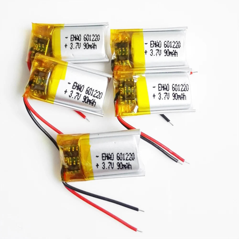 Lot 5 Pcs 601220 3.7v 90mah Lithium Polymer Lipo Rechargeable Battery ...