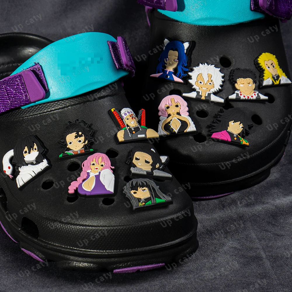 애니메이션 만화 악마 슬레이어 Kamado Tanjiro Agatsuma Zenitsu Croc Shoelace 장식 버클 ...