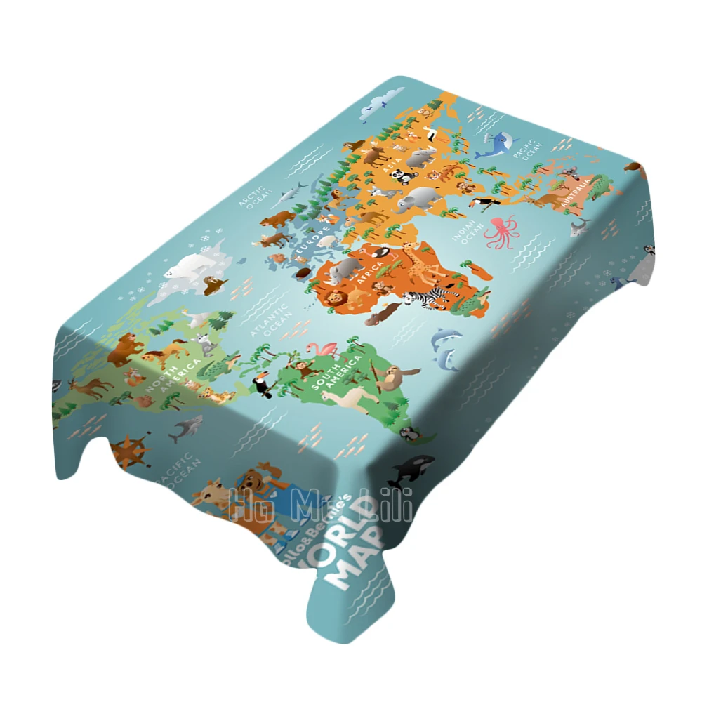 Mantel-rectangular-con-dise-o-de-mapa-del-mundo-mantel-para-Picnic ...