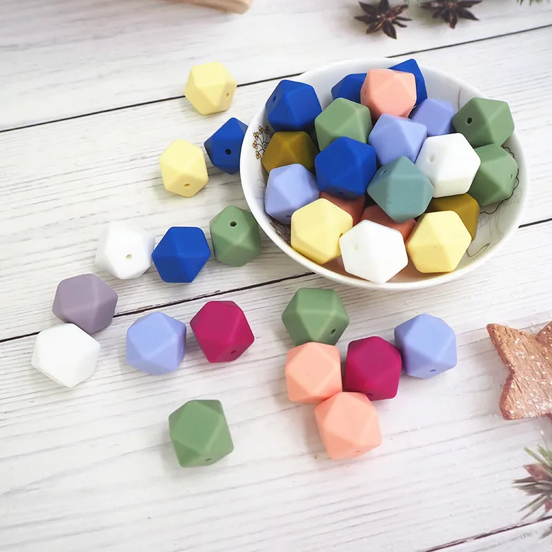 Chenkai 50pcs Silicone 14mm Hexagon Leopard Round Beads Baby Diy Nursing Necklace Infant Teether ...