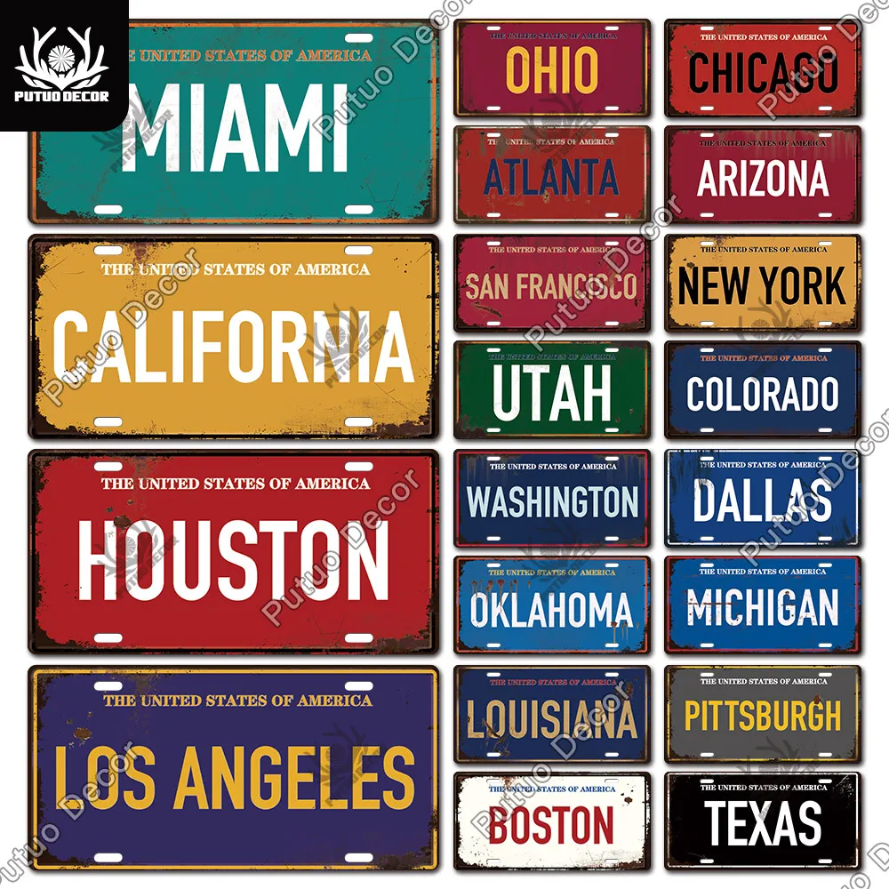Putuo Decor City Metal Sign Licenses Plate Plaque Metal Vintage Decor ...