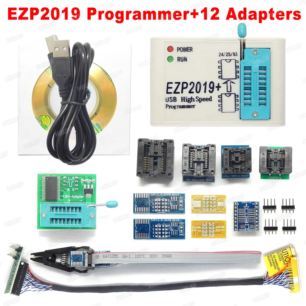 2019 Newest EZP2019 High Speed USB SPI Programmer+12 Adapters Support 24 25 93 EEPROM 25 Flash ...