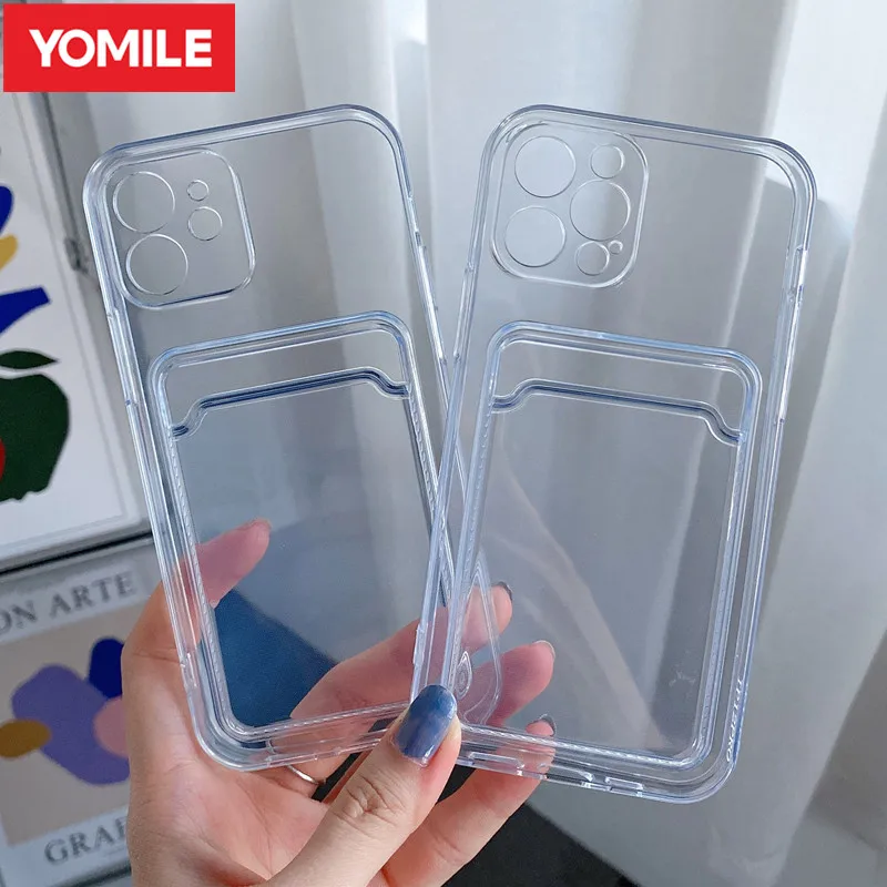 투명 지갑 케이스 아이폰 14 13 11 12 프로 XS 맥스 미니 X XR 7 8 플러스 SE 2, 카드 슬롯 홀더, 투명 커버, 충격 방지 아머|전화 범퍼 ...