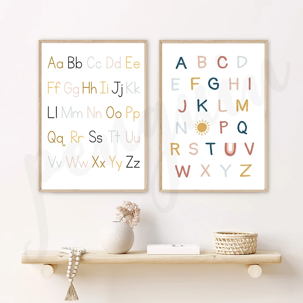 Minimalist Colorful Alphabet A To Z Learing Chart Nordic Poster Nursery ...