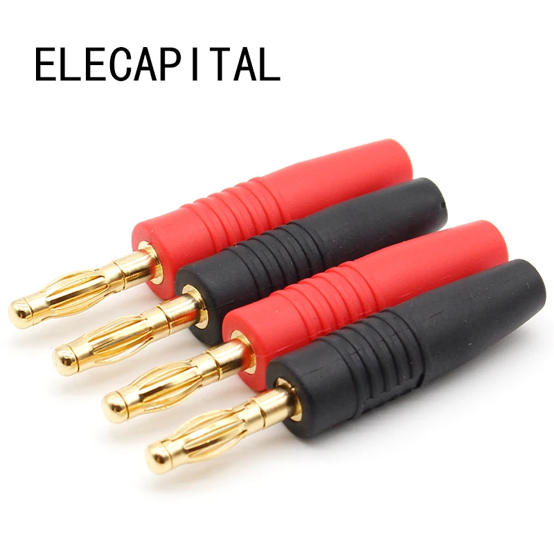 4pcs New 4mm Plugs Gold Plated Musical Speaker Cable Wire Pin Banana ...