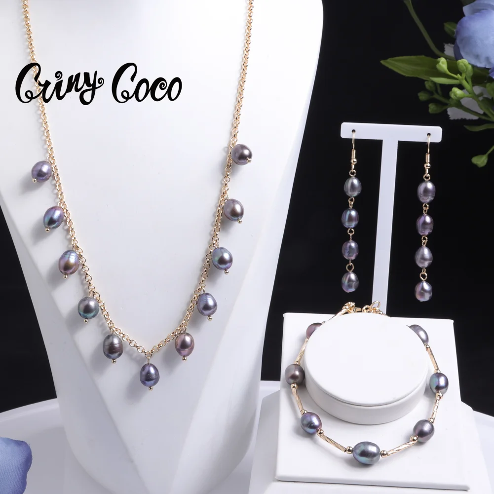 Cring-Coco-Freshwater-Pearl-Jewelry-Sets-Hawaiian-Black-Natural-Pearls-Long-Drop-Earrings ...