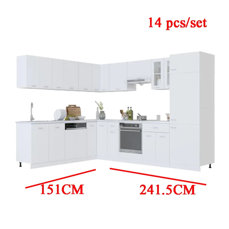 Kitchen-furniture-set-of-14-pcs-white-chipboard-Kitchen-cabinets-Oven ...