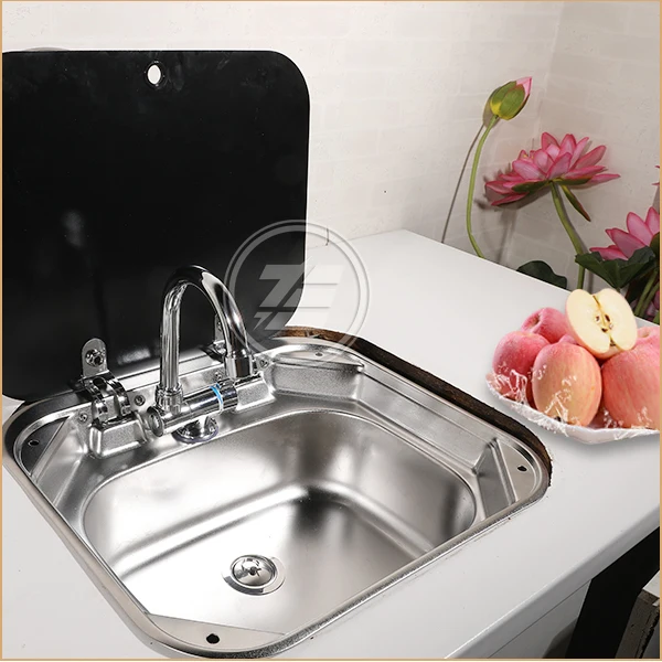 RV-Camper-Stainless-Steel-Hand-Wash-Basin-Sink-With-Folded-Faucet ...