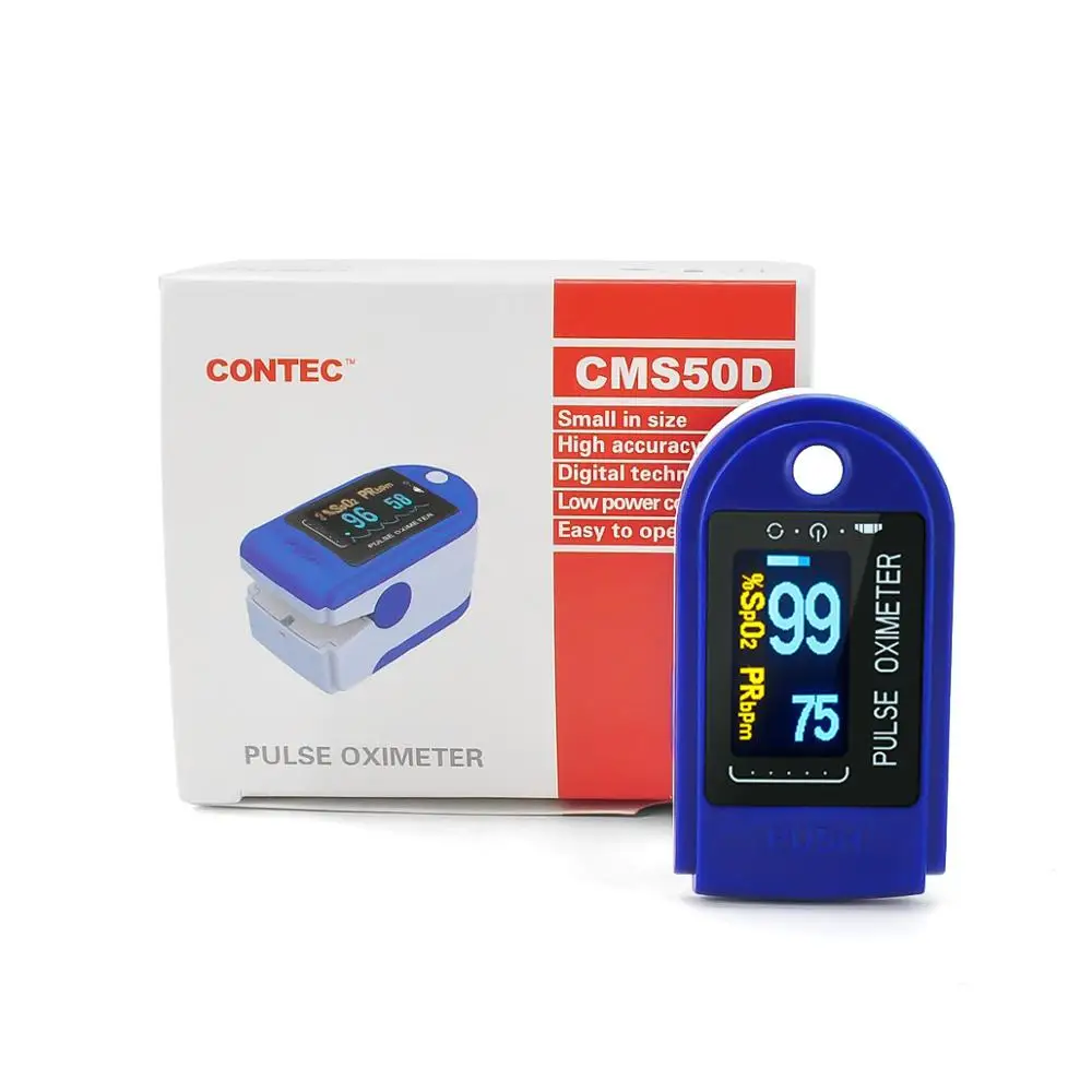 contec-CMS50D-Blue-Color-Fingertip-Finger-Pulse-Oximeter-Oximetry-SPO2 ...