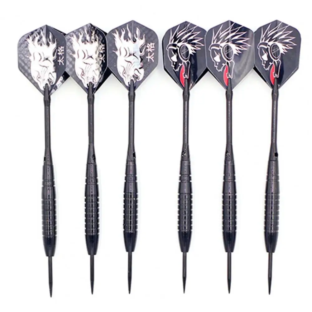 HOT 6 Pcs/Sets Darts Torpedo Shape Steel Black Tip Darts with Shafts ...