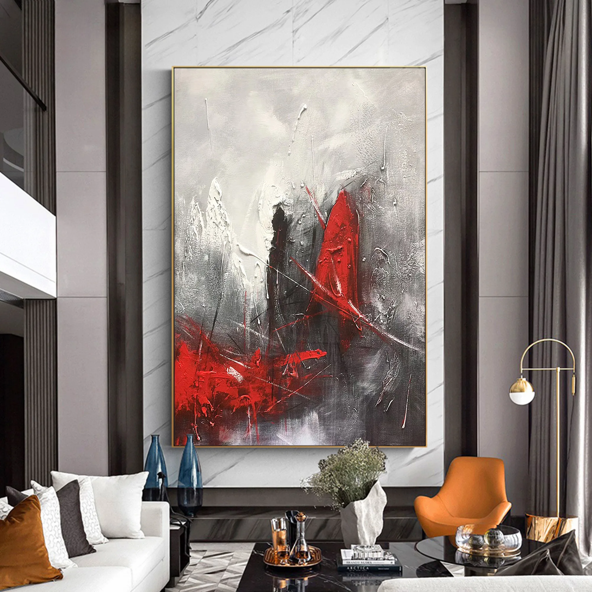 Red Black And White Abstract Paintings