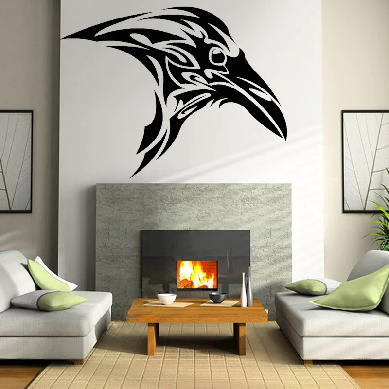 Raven Wall Sticker Crow Vinyl Decal Bird Animal Mural Bedroom Headboard ...