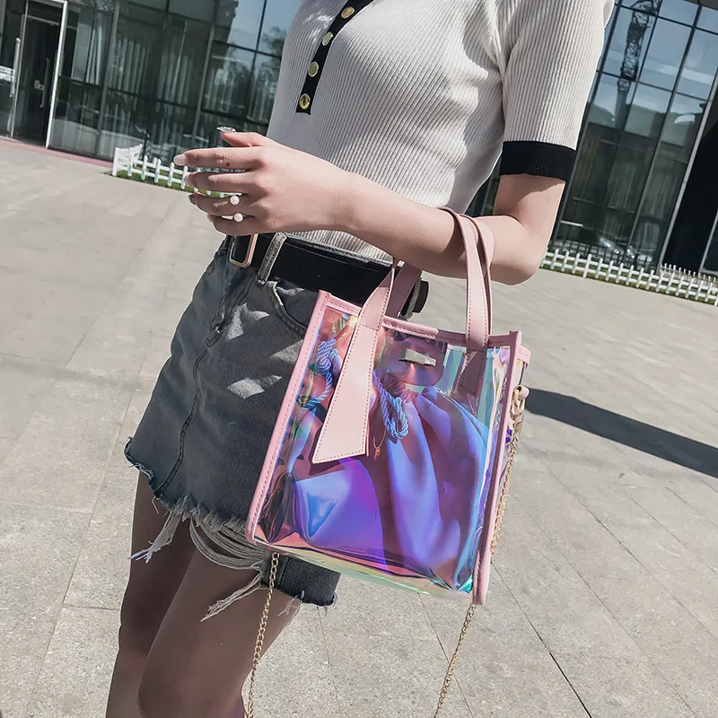 S.IKRR Holographic Laser Womens Bags Handbags Korean Style Jelly ...