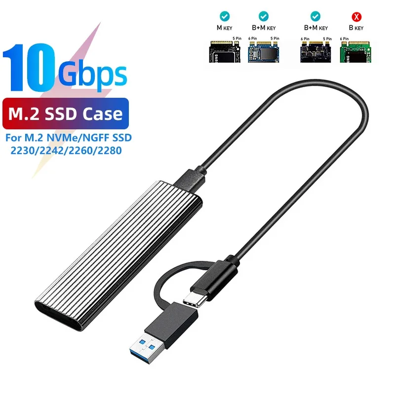 10gbps M.2 Nvme Ssd Caso Gabinete Hd Externo Hdd Caso Duplo Protocolo ...
