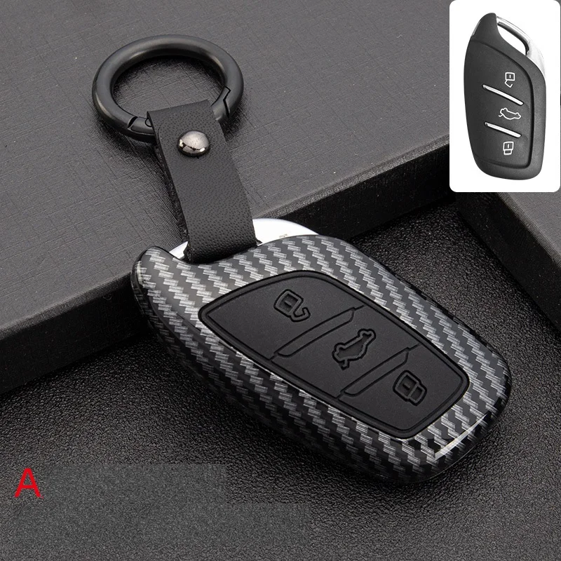 Carbon Fiber Abs+silicone Car Key Fob Shell Cover Case For Mg Mg6 Zs Hs ...