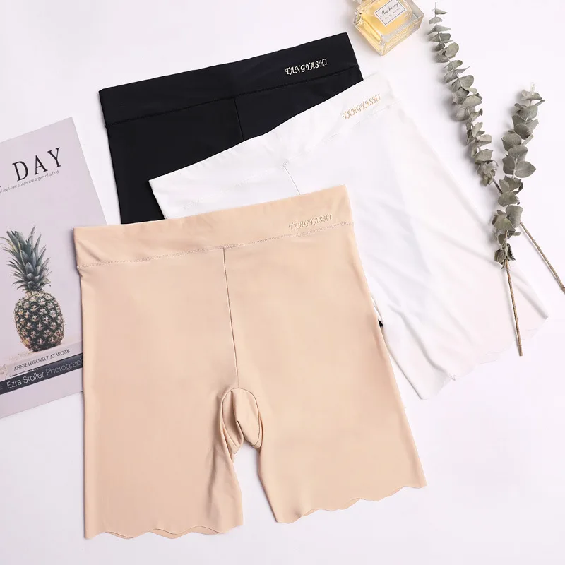 M ~ 4xl 여성용 안전 바지 얇은 통기성 비 컬링 복서 반바지 하이 웨이스트 숏 팬츠 플러스 사이즈 4 코너 레깅스 반바지