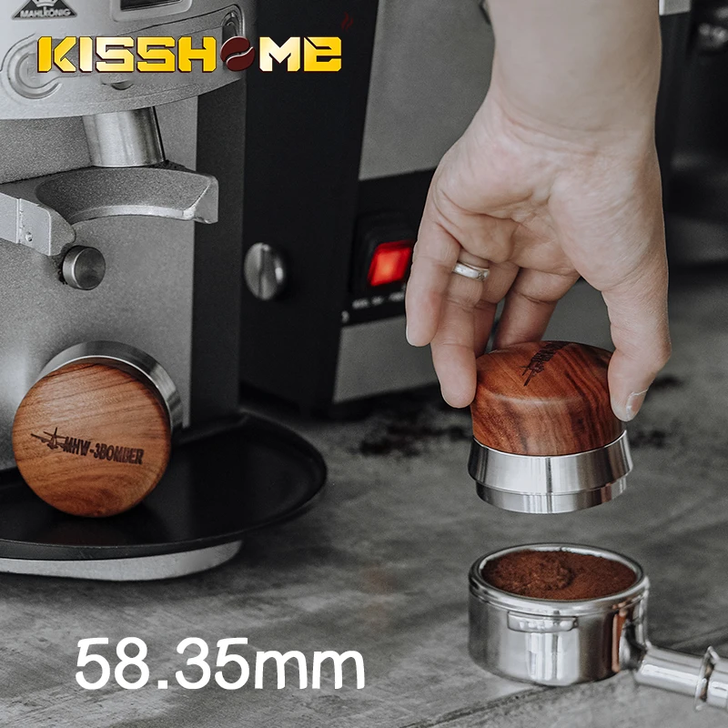 58-35mm-Ajustable-Coffee-Tamper-Wooden-Handle-Powder-Hammer-Stainless ...